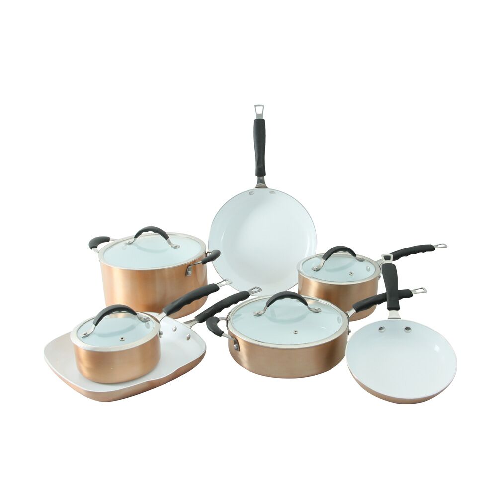 PRESSED AND FORGED ALUMINIUM METALLIC GOLDEN COOKWARE SET - sowell